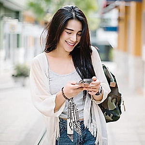 LAVAVIK Phone Lanyard Silk Scarf Upscale Chain Wrist Strap Keychain Wallet Lanyard With 2 Tether Tab Compatible with all Smartphone Cases White