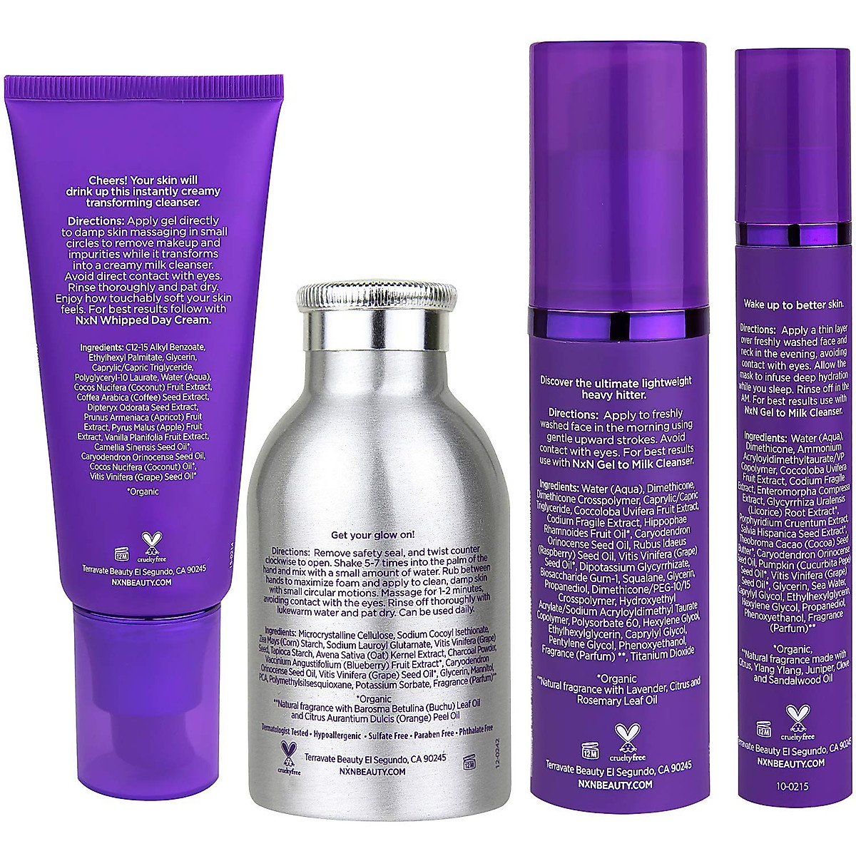 NxN 4-Step Skin Care Total Moisture System - Moisturizer, Cleanser, Exfoliator, Evening Mask - Hydrates Skin, Reduces Wrinkles