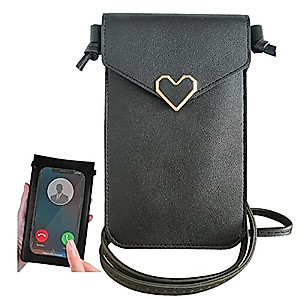 Small Crossbody Cell Phone Purse For Women, Touch Screen Bag With Credit Card Slots Girls, Mini Wallet Handbag Pouch Clutch (Black)