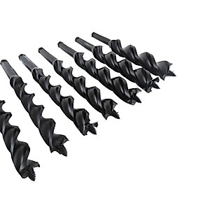 WoodOwl 11 Piece Set with Sizes 3/8" to 1" by 1/8ths x 7-1/2” Long Ultra Smooth Tri Cut Auger Hand Brace Boring Bit PTEE coated 09703 to 09713x1/8