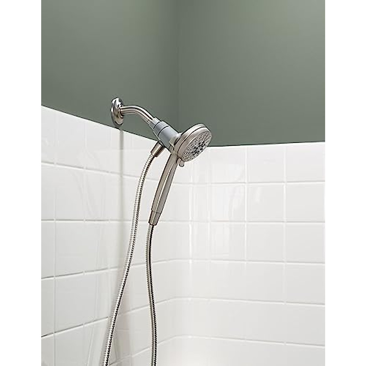 Moen Engage Magnetix Spot Resist Brushed Nickel 3.5-Inch Six-Function Eco-Performance Handheld Showerhead with Magnetic Docking System for Bathroom Shower, 26100SRN