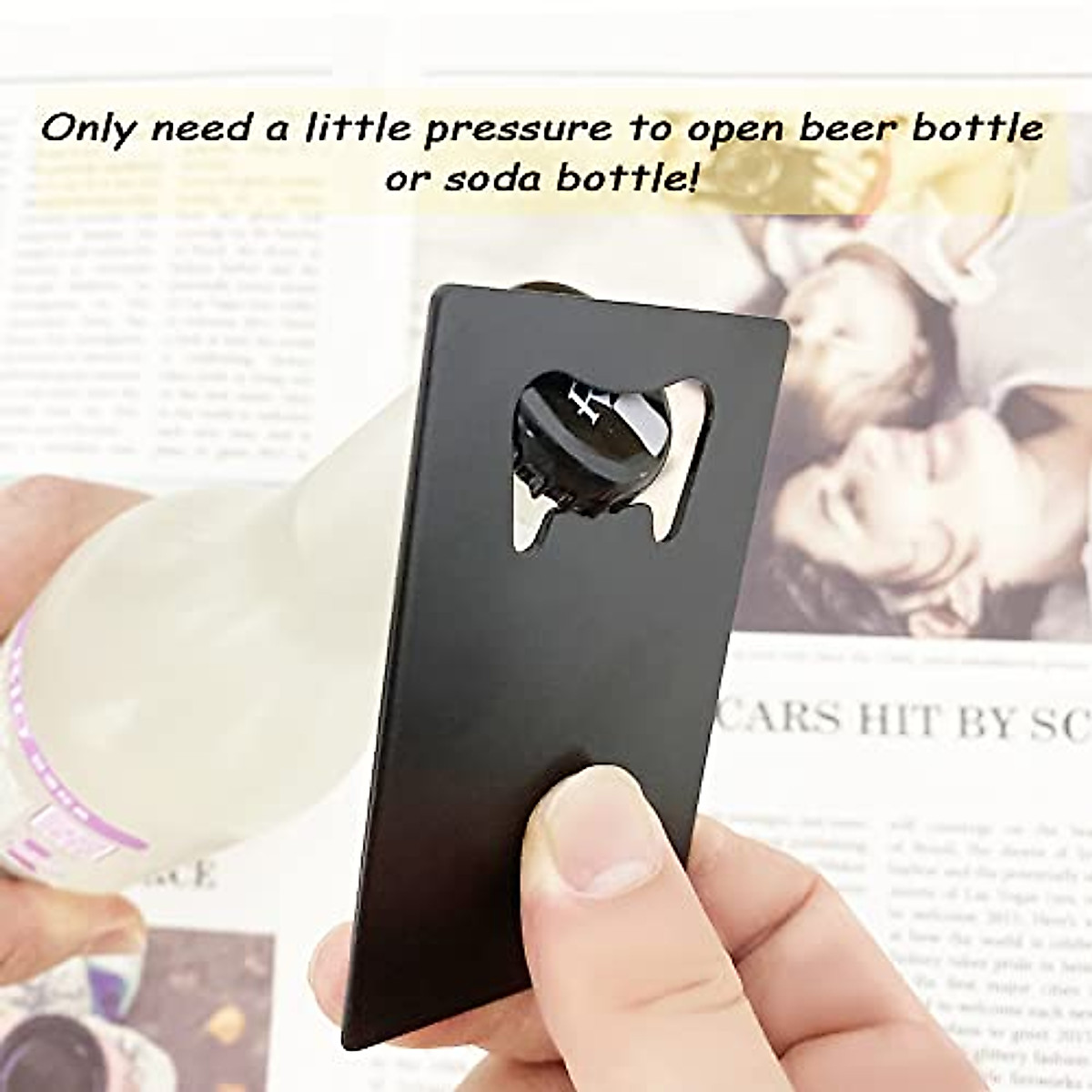 40 Pieces Credit Card Bottle Opener Poker Groomsmen Wallet Beer Bottle Opener Black Metal Credit Card Size Square Opener for Wallet and Pocket, Party Wedding Favor
