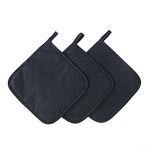 Anyi 100% Cotton Pot Holders, Kitchen Basic Potholder Heat Resistant, Terry Pot Holder Set for Cooking and Baking, Set of 3