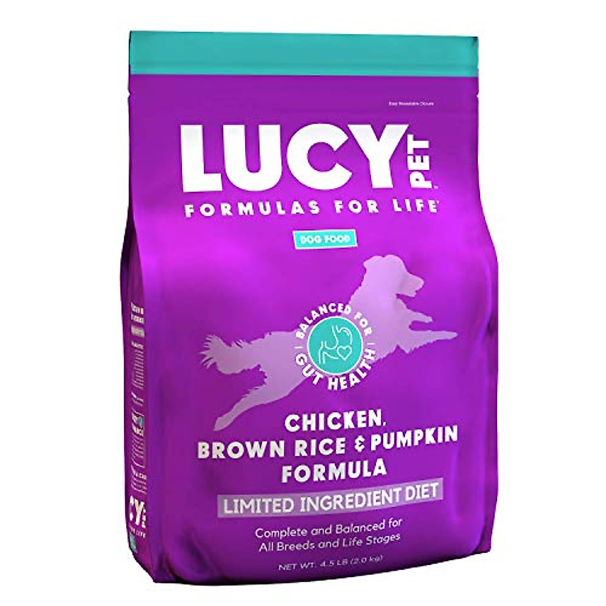 Lucy Pet Products Formulas for Life - Limited Ingredient Diet Dry Dog Food, All Breeds & Life Stages - Chicken, Brown Rice & Pumpkin, Multi, 4.5 lb