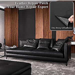 Large Leather Repair Tape (17 X 79 Inch), Self Adhesive Leather Repair Patch, Waterproof, Wear-Resisting, DIY Leather Repair Tape for Sofa, Chair, Car seat, Couches, Handbages, Furniture (Black)