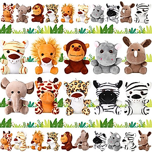 Leitee 10 Pieces Mini Plush Safari Stuffed Animals 4.8 Inch Small Jungle Animal Plush Bulk Lion Tiger Elephant Giraffe for Christmas Stockings Classroom Goodie Bag Gifts Plush Decor, 10 Styles