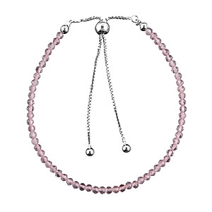 OdrillionGems Natural Rose Quartz Gemstones Bolo Bracelet, Micro-Faceted Beads, Healing Crystals, 925 Sterling Silver, Handmade, Birthstones, Adjustable Slider, Women Jewelry, Valentine Gifts, 10"
