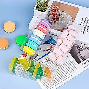 100 PCS Clear PET Plastic Storage Boxes Transparent Present Box Empty Containers Rectangle Cube Candy Chocolate Cookies Treat Boxes for Christmas,Wedding,Party,Baby Shower, 2 x 2 x 6 inch