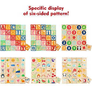 Gemileo Wooden ABC Toy Building Blocks for Toddlers 1-3 36 PCS Wood Alphabet Number Blocks for Stacking Learning Preschool Educational Montessori Sensory Toys for Kids Boys Girls Gifts 1.7"