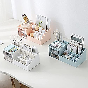Kayviex Makeup Desk Organizer, DIY Makeup Storage Box with Drawers for Cosmetics, Skincare, Lipsticks, Jewelry, Ideal for Bedroom and Bathroom Countertop, Pure White