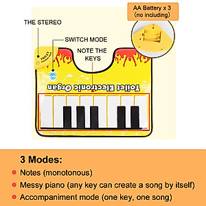 Artistic Piano Sounding Carpet for Bathroom,Toilet Piano Mat,Toilet Electronic Organ Musical Piano Keyboard Floor Mat for Potty,Novelty Potty Piano Sounding Rug,Floor Mat with Piano Sound for Potty
