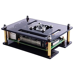 GeeekPi Acrylic Case for Raspberry Pi 4 Model B & Raspberry Pi 3 Model B+, Pi Case with Cooling Fan and 7PCS Heatsinks for Raspberry Pi 4 Model B/Pi 3B+/ Pi 3B/ 2B (Brown)