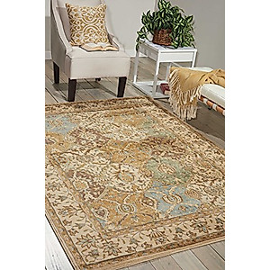Nourison Modesto Traditional Beige 5'3" x 7'3" Area Rug, Easy Cleaning, Non Shedding, Bed Room, Living Room, Dining Room, Kitchen (5x7)