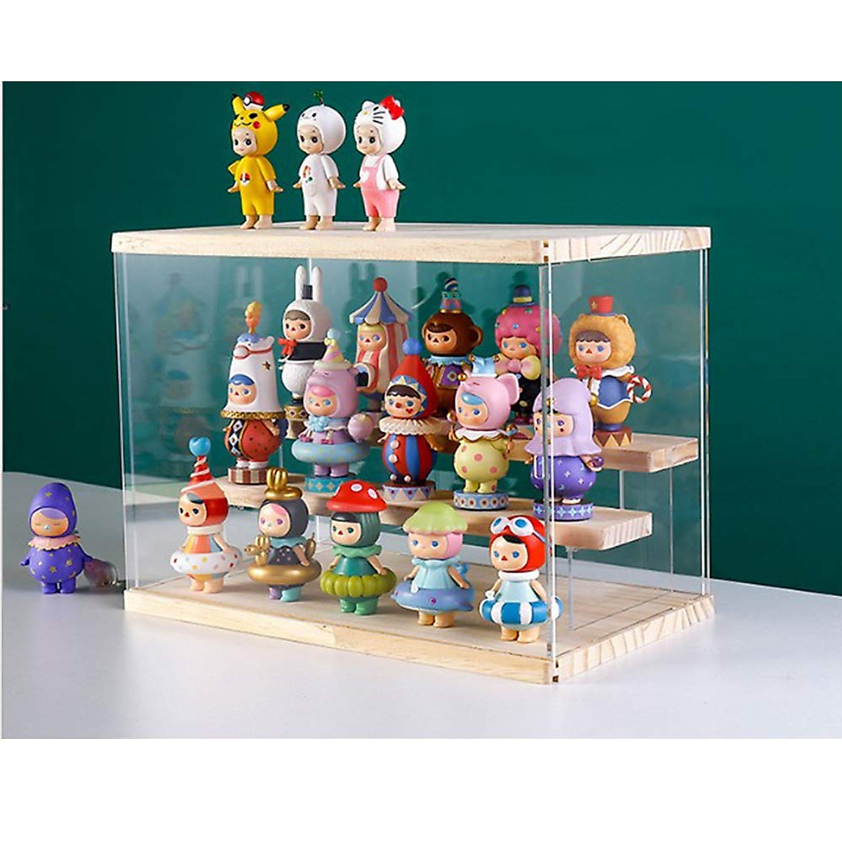 Display case for Action Figures with 2 Tier Large Storge Box,Doll Display case with Door for Figure Collectibles,Funko pop,Pop Figures,Mini Figure,Acrylic Perfume Stand(12" W x 3.9" D x 11.4" H)