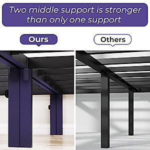 GreenForest King Size Bed Frame Easy Quick Assembly Metal Platform Bed Base and 69 inch L Shaped Desk with Drawers and Power Outlet and USB Ports