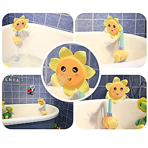 Toddmomy Sunflower Sprinkler Bath Toy Sunflower Water Squirt Shower Faucet Baby Bath Shower Head Electric Shower Bath Sprinkler for Kids Infants Girls Boys