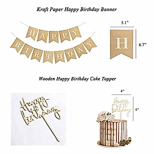 ANSOMO Rustic Sage Green Happy Birthday Party Decorations Eucalyptus Retro Olive Green Tan Khaki Kraft Brown Cream Ivory Nude Blush Décor Supplies Neutral Botanical Greenery Banner Balloons Pom Poms