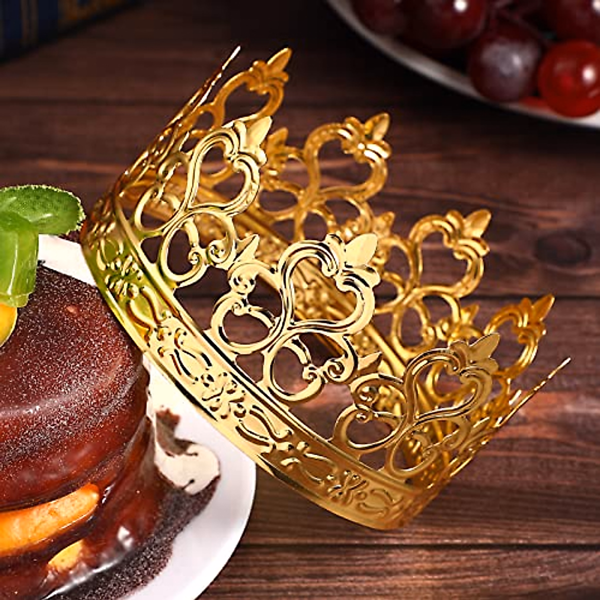 Cabilock Cake Crown Decorative Children Crown Ornament Baking Cake Adornment Crown Birthday Cake Decoration for Wedding Birthday Party (Golden)
