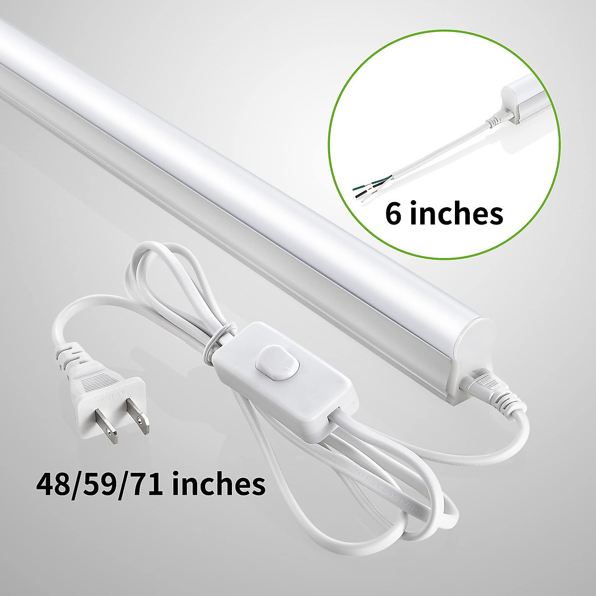 SUNLINKCO (6 Pack) 4FT T5 LED Integrated Fixture, 6500K,20W,2300LM(Super Bright White) Linkable LED Shop Light,Garage Light,Ceiling and Cabinet Light,Strip Light,Corded Electric with ON/Off Switch