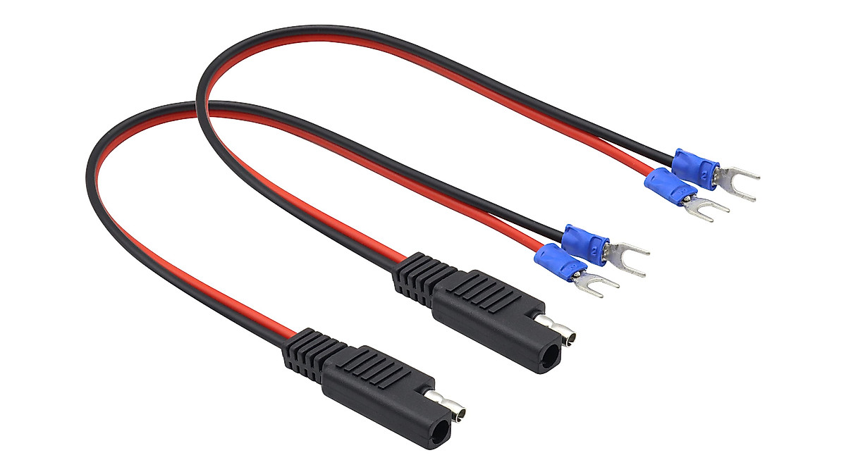 AAOTOKK 2-Pack SAE to U-Ring Terminal Cables for Auto & Solar Charging