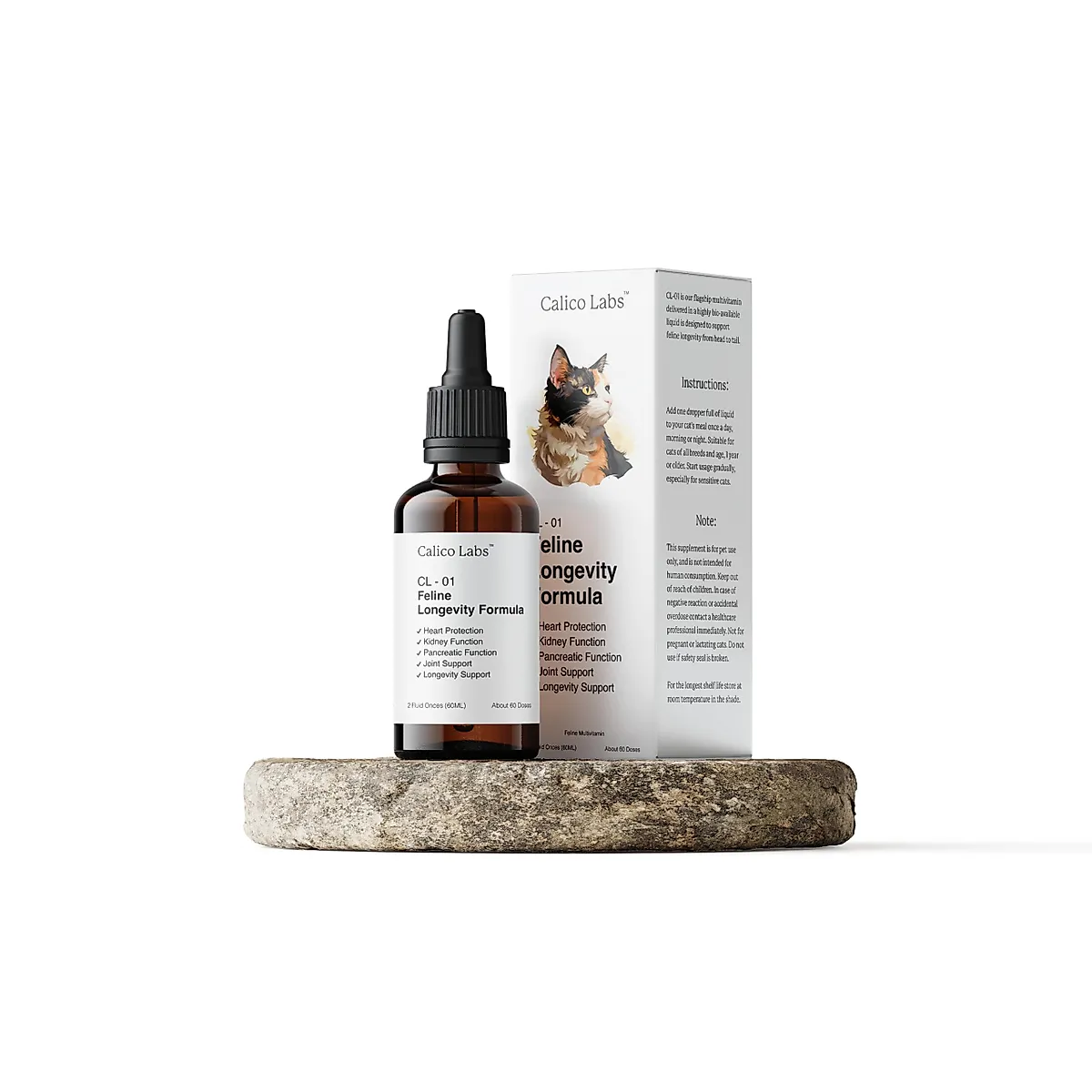 Calico Labs - Veterinarian Approved - Complete Feline Longevity Support. Supports Heart, Kidney, Joint, & More (60 Servings)