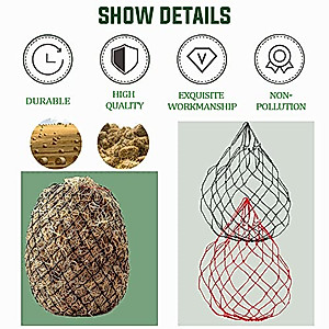 Keadic 2pcs 36" Slow Hay Feeder Black and Red Horse Hay Bet with Mesh Hole Equestrian Feeding Supplies Hay Bale Storage Bag for Horse Cattle Goats Sheep Full Day Feeding
