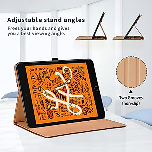 Case for iPad Mini 5 2019 (5th Generation 7.9-inch), iPad Mini 4 3 2 Tablet Case with Hand Strap Large Pocket Premiun PU Leather Auto Wake/Sleep Smart Cover, Reddish-Brown