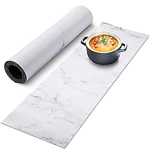 Trivet Table Runner Hot Plates Mat 12 X 40 Inch Heat Resistant Table Protector Waterproof Decorative Farmhouse Kitchen Trivets Counter Heat Proof Placemats for Hot Dishes (Marble)