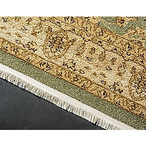 Unique Loom Edinburgh Collection Classic Oriental Traditional French Floral Country Inspired Design Area Rug, 5' 1" x 8' Rectangle, Light Green/Cream