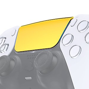 eXtremeRate Chrome Gold Glossy Replacement Touchpad Cover Compatible with ps5 Controller BDM-010 BDM-020 BDM-030 BDM-040 050, Custom Part Touch Pad Compatible with ps5 Controller - Without Controller