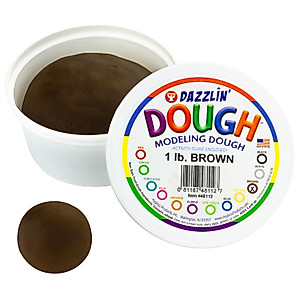 Hygloss Products Dough, Safe & Non-Toxic Modelling Dough for Arts & Crafts, Learn, Unscented, 1lb. Brown
