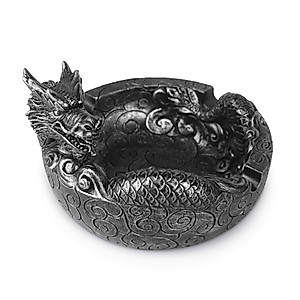 World of Wonders Clouds of Smoke Chinese Dragon Ashtray | Cigarette Tobacco Accessories | Smoking Novelty Figurine | Medieval Home Decor Resin Dish - 4.75"