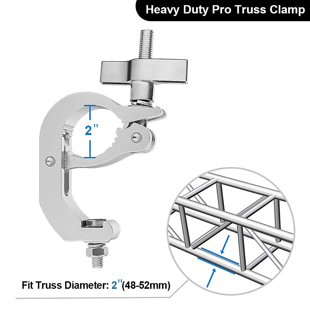 2 Inch Truss Clamp Stage Light Trigger Clamp, Eyeshot Heavy Duty 440lb Premium Stage Lighting Clamp, Perfect Fit OD 48-52mm of Pipe, Quick Release Truss Clamp for Moving Head Par Led Lighting Fixture