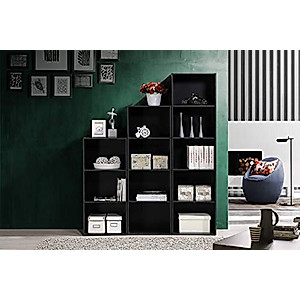 Hodedah Import 3 Shelf Bookcase, Black