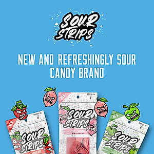 SOUR STRIPS Raspberry Flavored Sour Candy Strips, Deliciously Sour Chewy Candy Belts, Vegan Friendly Candies, 12 Strips per Pack, 2 Pack
