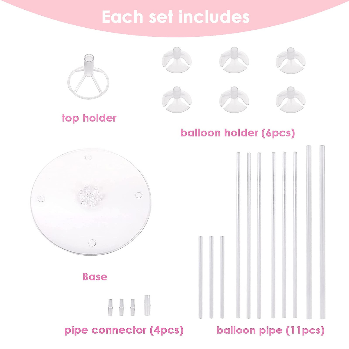 ROYUYE 7 Sets Balloon Stands for Table Balloon Stand Kits Clear Table Balloon Centerpiece Stand Balloon Holder Decorations for Birthday Baby Shower Graduation Party Decorations
