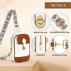 MEITRUE Small Sling Bag for Women Crossbody Bag Vegan Leather Sling Fanny Pack Cell Phone Purse with Adjustable Guitar Strap