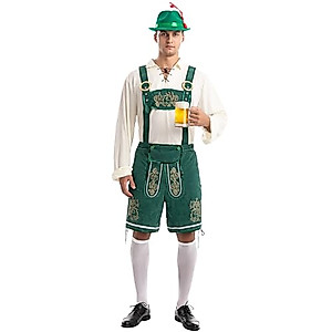 Spooktacular Creations Bavarian Oktoberfest Costume, Lederhosen Mens German Costume for Halloween Costume Party and Beer Festival (Small)