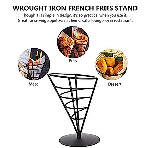 Angoily French Fry Holder Cone French Fries Stand Cone Basket Stainless Steel Spiral Cone Display Appetizer Serving Rack for Restaurant