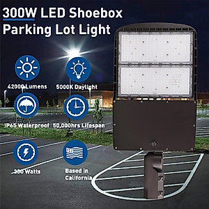 150W LED Parking Lot Light Slip Fitter Mount 5000K 21000Lm LED Shoebox Light with Dusk to Dawn Photocell, Outdoor Commercial Area Lighting AC100-277V, 1-10V Dim [600W HID/HPS Equiv.] UL&DLC Listed