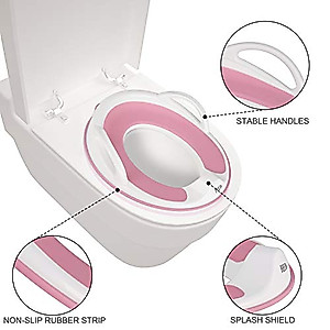 HEETA Potty Training Seat for Boys Girls Kids Toddler, Non Slip Potty Training Toilet with Handle, Easy Clean (Pink)