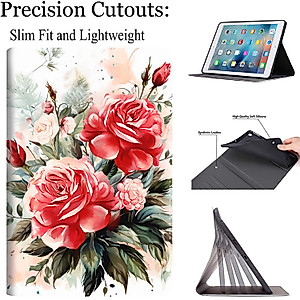 Case for Samsung Galaxy Tab S8 2022/Tab S7 2020 11 Inch (Model SM-X700/X706/T870/T875/T878), Multi-Angle Stand Smart Protective Cover, Shockproof Case Auto Sleep/Wake, Peony Painting