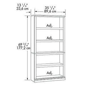 BOWERY HILL 5 Shelf Modern Style Wood Bookcase in Select Cherry