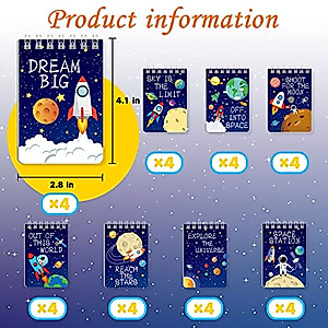 Outer Space Mini Notebook 32 Pack Kids Space Party Favor Galaxy Goodie Bags Solar System Science Astronaut Rocket Planet Small Spiral Pocket Notepads for Boys Girls Space Theme Birthday Party Supplies