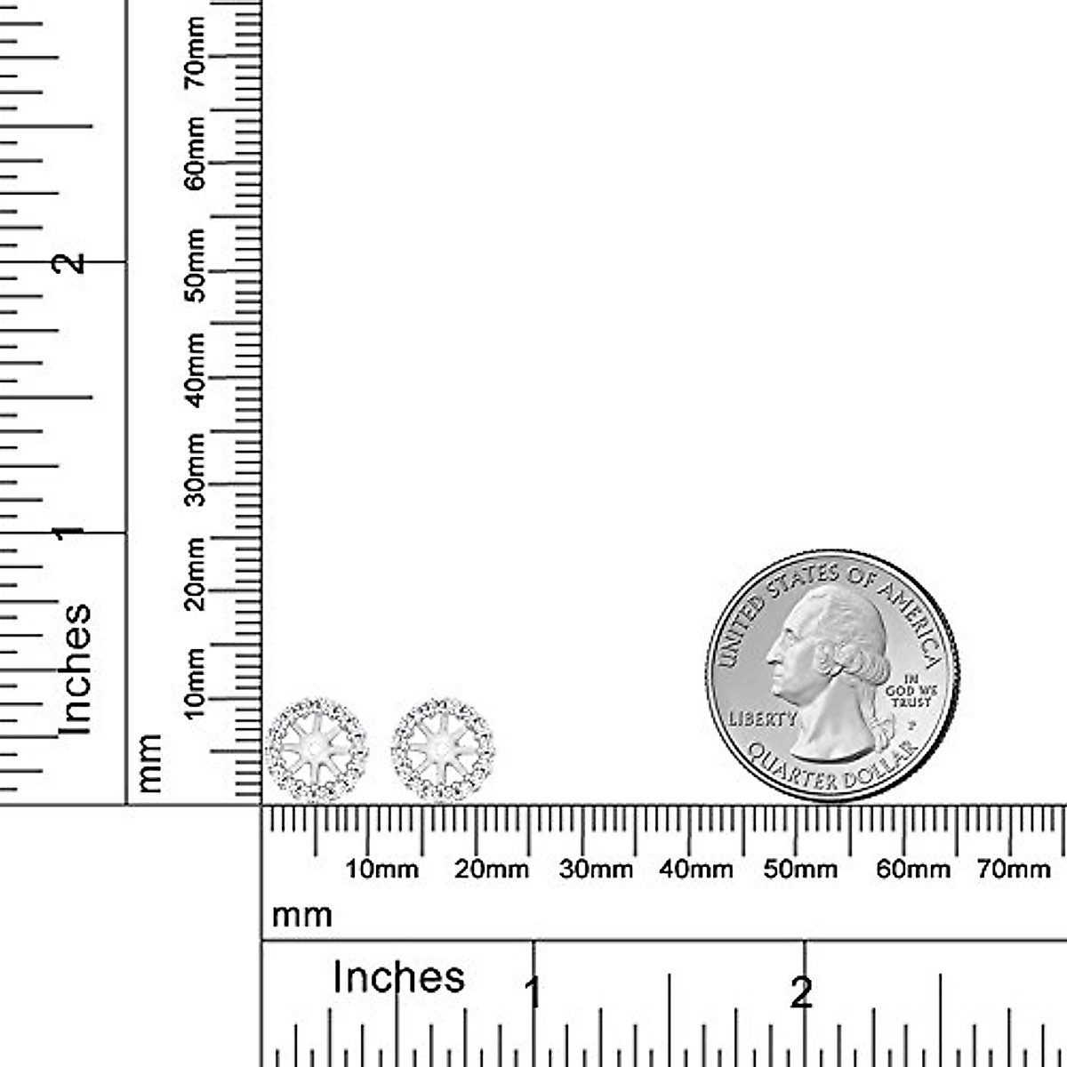 Gem Stone King 925 Sterling Silver White Zirconia Women Earring Jackets For 7.00MM Round Cut Studs