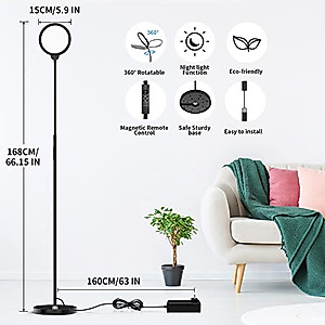 Airand LED Floor Lamp, Bright Floor Lamp for Office with Stepless Adjustable 2700K-6500K Color & Brightness, Timer Reading Standing Lamps with Memory Function Night Light for Living Room Bedroom