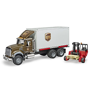 Bruder 02828 Mack Granite Ups Logistics Truck with Forklift Vehicles - Toys