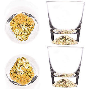 LEMONSODA Whiskey Glasses Set of 4 - Crystal Clear Gold Heavy Base Bourbon Glasses- Old Fashioned Whisky Tumbler 4-Pack - Great Gift Set | SC2027