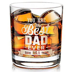 Kollea Christmas Gifts for Dad from Daughter, 10 Oz You Are The Best Dad Ever Whiskey Glass, Funny Gag Birthday Gift Ideas for Men Daddy Papa Who Have Everything