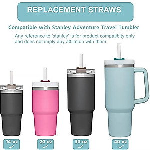 6 Pack Replacement Straws Compatible Stanley 30oz 40oz Tumbler, Plastic Clear Reusable Straws with Cleaning Brush/Straw Tips Cover for Stanley Adventure Travel Tumbler Stanley Cup Accessories (clear)